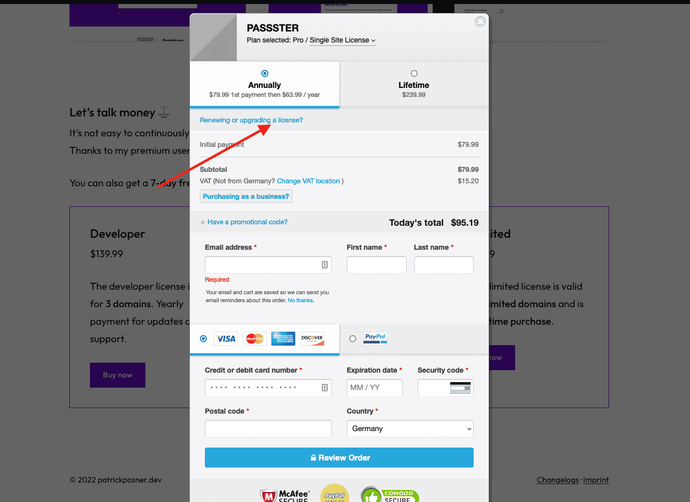 How to upgrade my license? - Passster